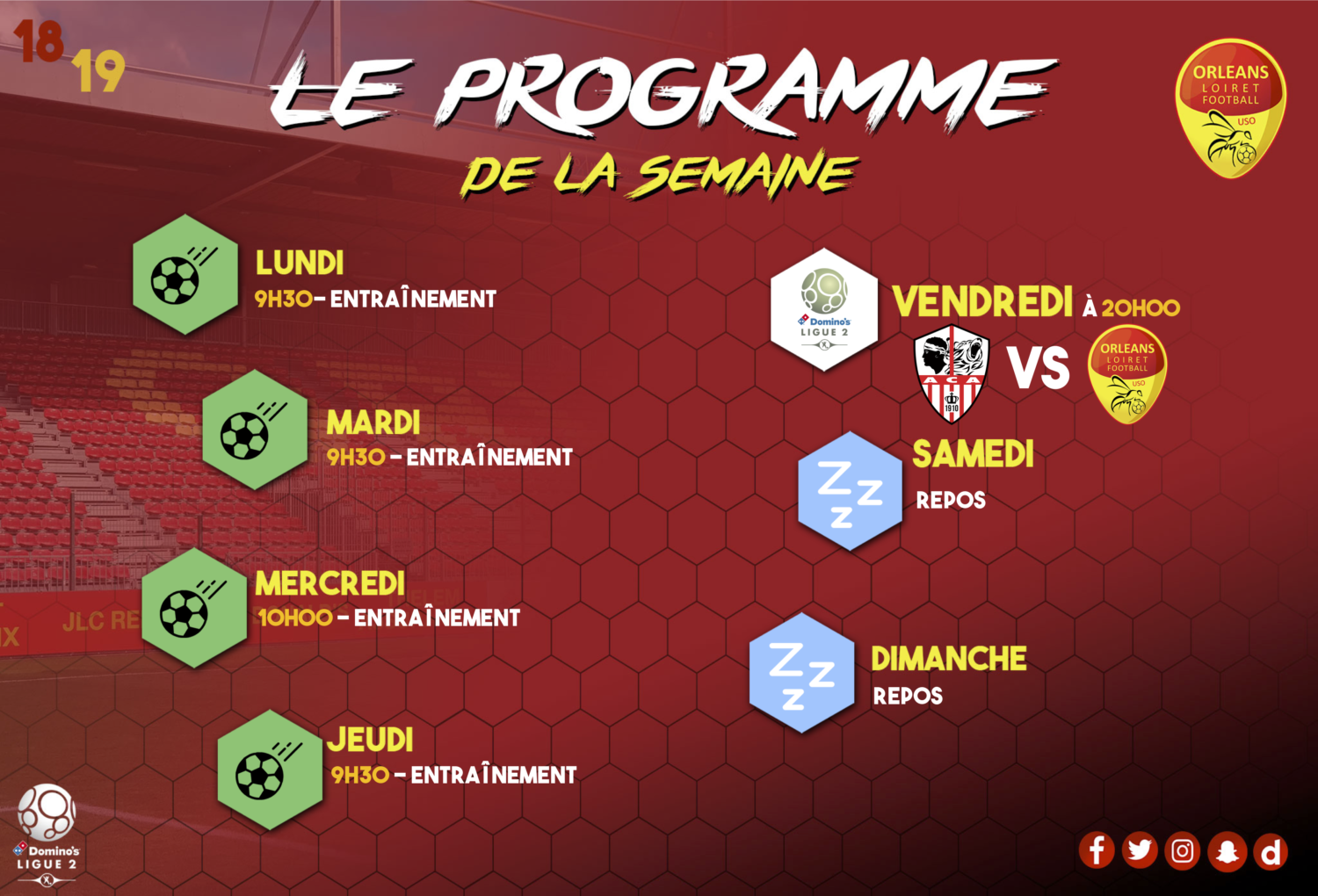 Le programme de la semaine - US Orléans Loiret foot